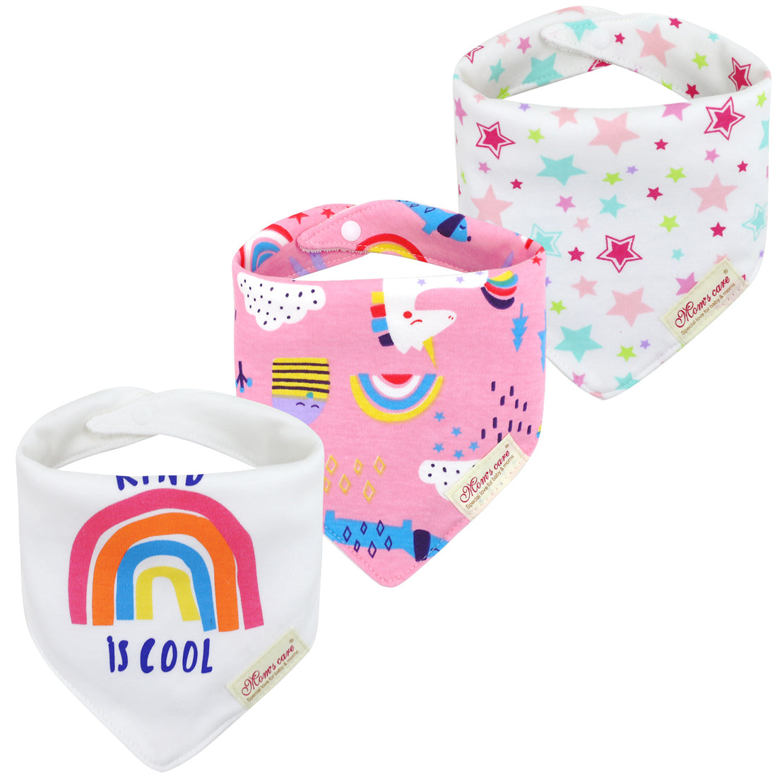 Baby Girl Unicorn Rainbow Star Dribbler Bibs 3 Pack | Little Kooma